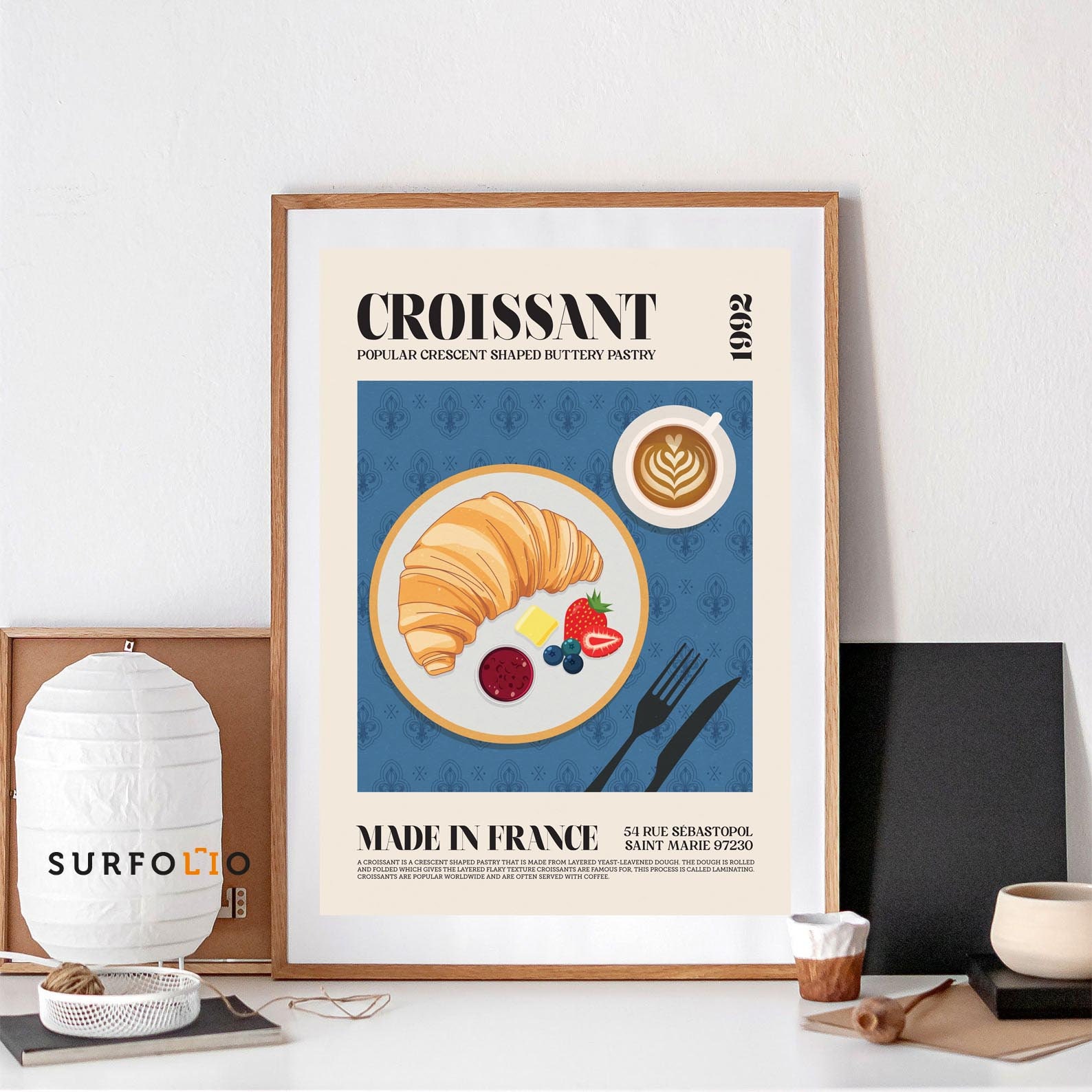 Croissant Art Print French Croissant French Foodie Art - Etsy