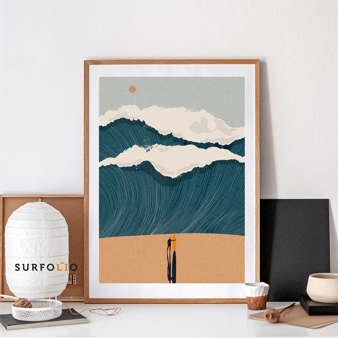 Waves Line Art, Waves Line Minimal, Waves Line Print, Surfing Waves ...