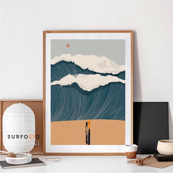 Waves Line Art Waves Line Minimal Waves Line Print Surfing - Etsy