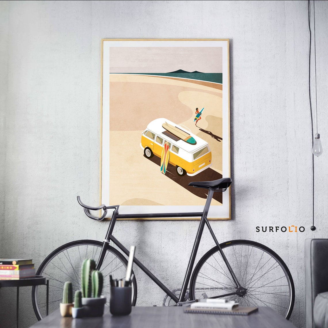 Surfboard Print Retro Surf Van Print Combi Van Surfboard - Etsy