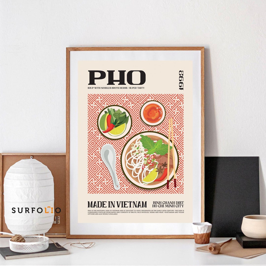 Pho Art Print, Pho Noodle Art, Pho Soup Poster, Pho Vietnam Art, Food ...