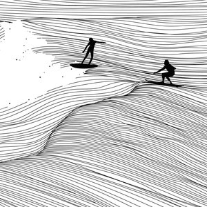 Waves Line Art, Waves Line Minimal, Waves Line Print, Surfing Waves ...