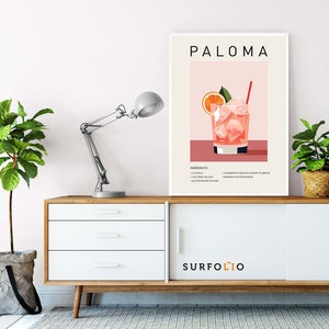 Paloma Poster Cocktail Wall Art Paloma Print Classic Cocktails Paloma ...
