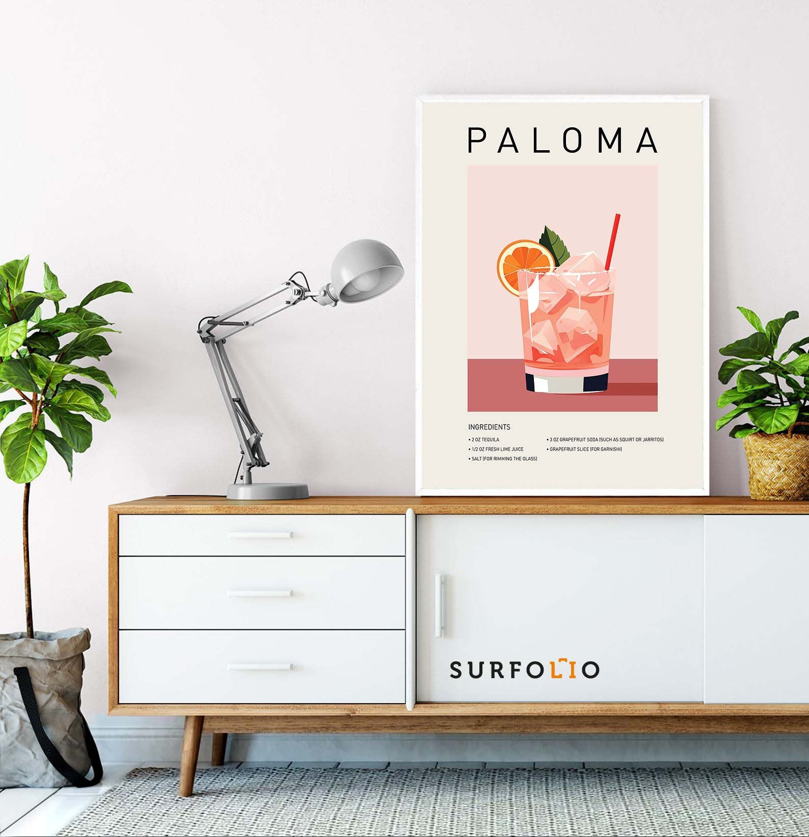 Paloma Poster Cocktail Wall Art Paloma Print Classic Cocktails Paloma ...