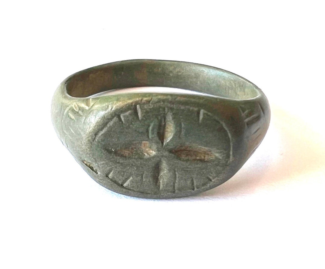 An Ancient Medieval Ring From the Time of the Templars With a Stylized ...
