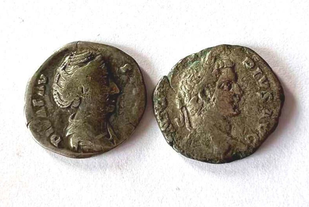 Ancient Roman Denarius of the Emperor Faustina the Elder and Antony ...