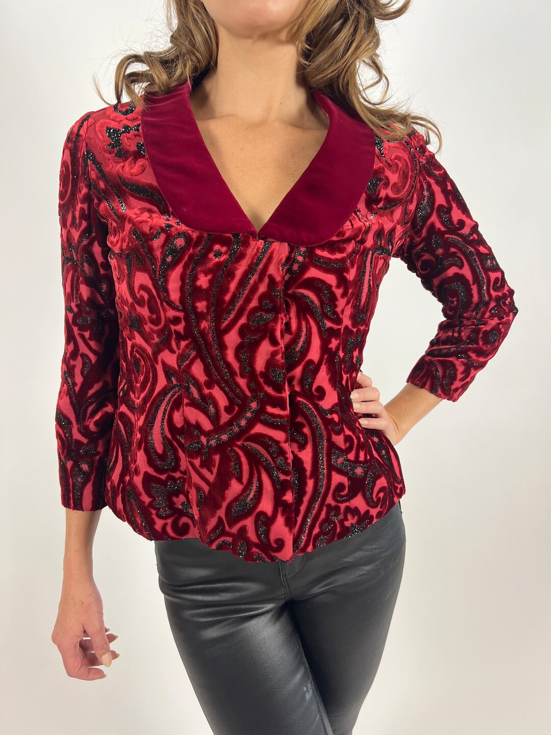 Vtg. Red Velvet Blazer - Etsy