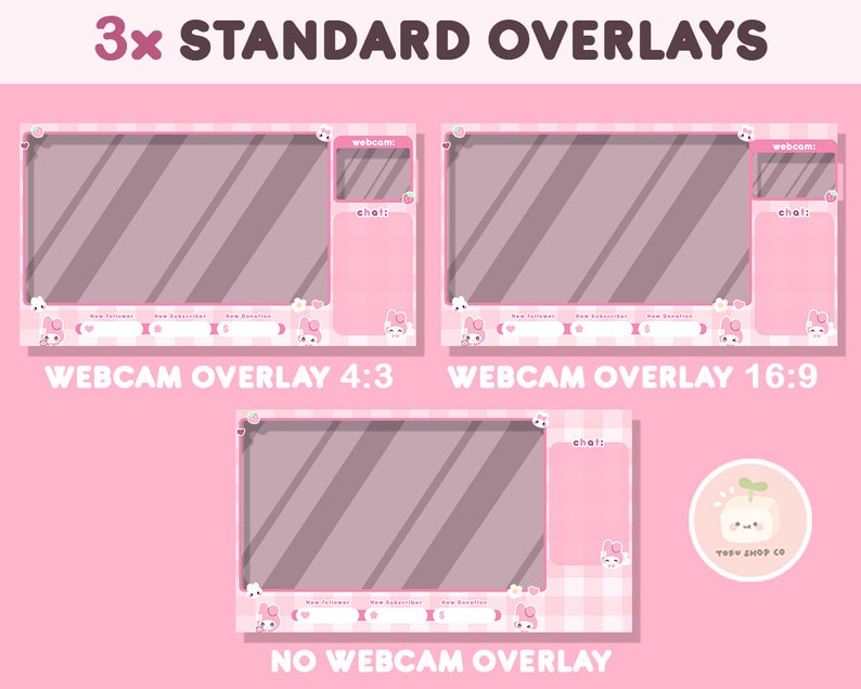 Twitch Cute Pink Bunny Stream Package | Twitch Overlays, Panels, Alerts ...