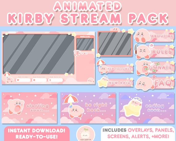 ANIMATED Twitch Cute Kirby Stream Bundle Package Overlays - Etsy
