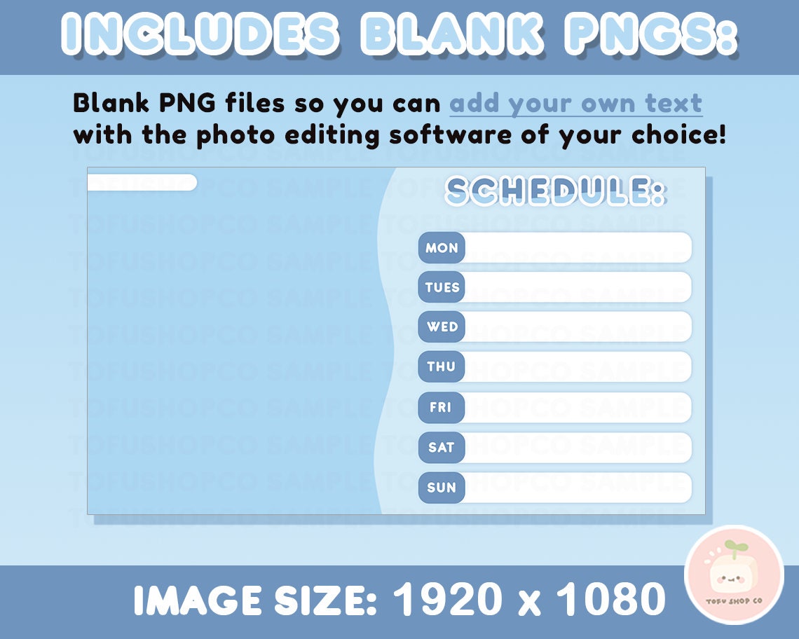Simple Blue Twitch Stream Schedule Weekly Template | Includes PSD ...