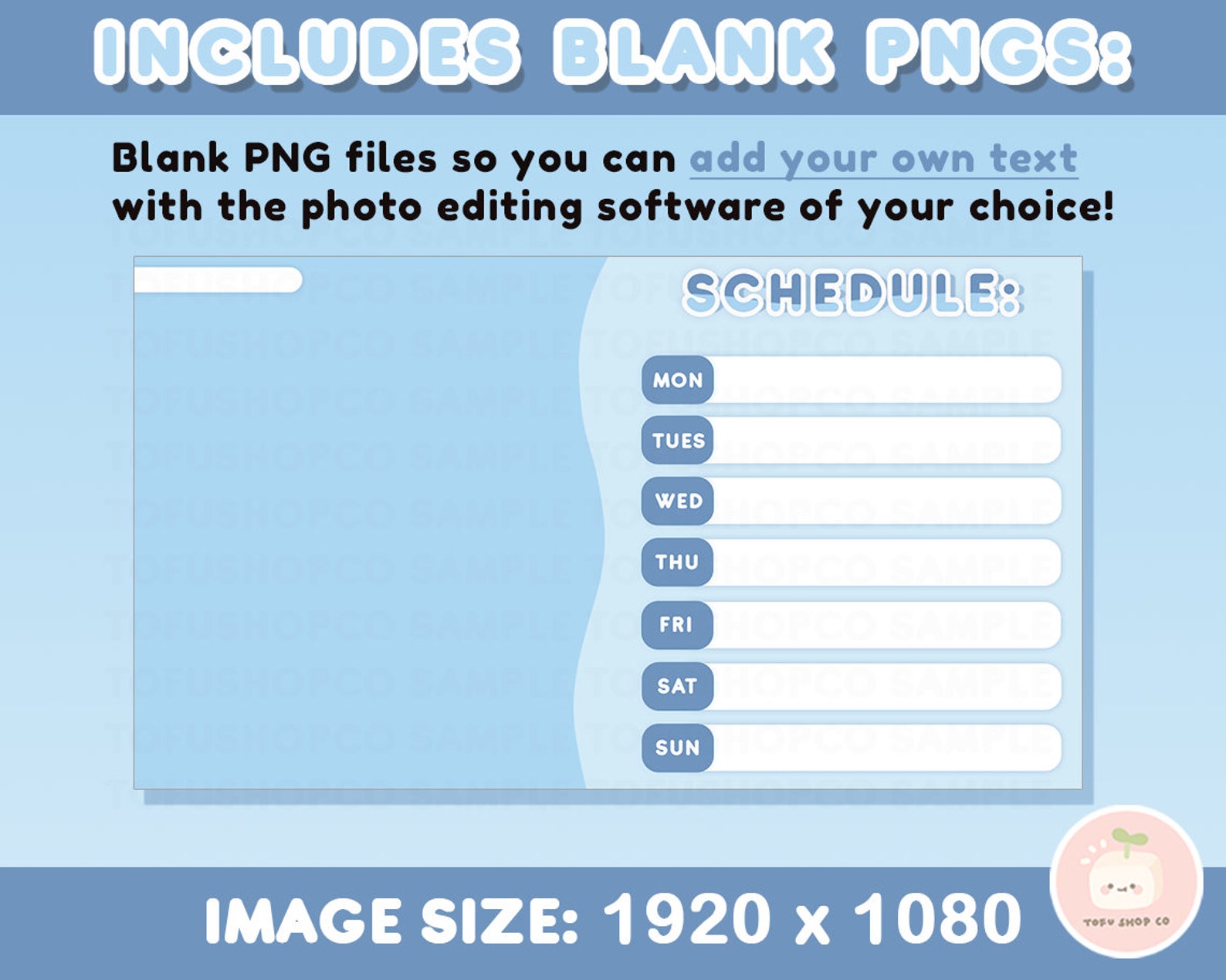 Simple Blue Twitch Stream Schedule Weekly Template | Includes PSD ...