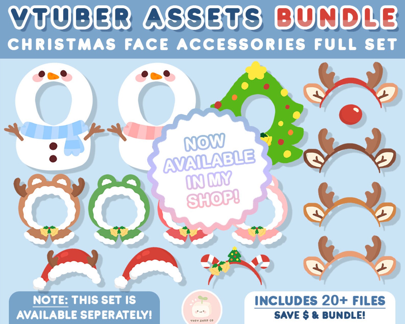 Vtuber Assets Christmas Reindeer Bundle Set of 4 | PNG File | Cute Face ...