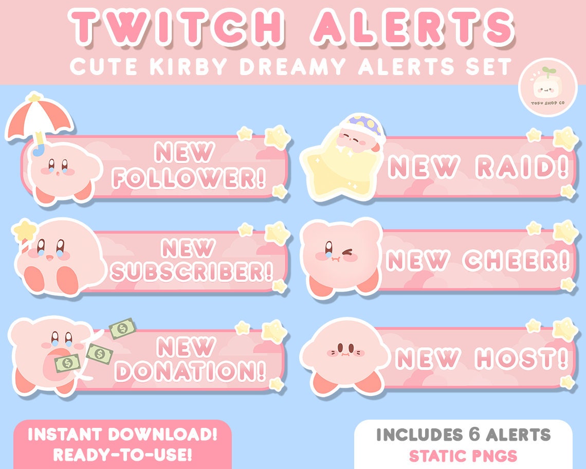 6x Twitch Cute Pink Poyo Stream Alerts Static Pngs Pop Up - Etsy