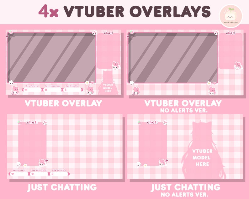 Twitch Cute Pink Bunny Stream Package | Twitch Overlays, Panels, Alerts ...