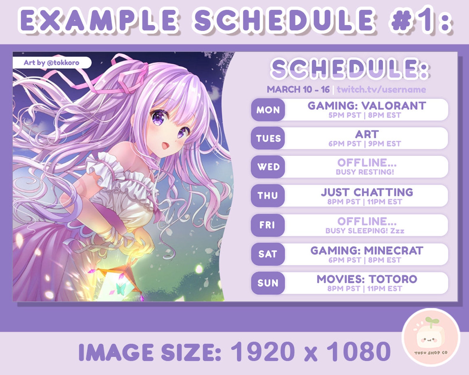 Simple Purple Twitch Stream Schedule Weekly Template - Etsy