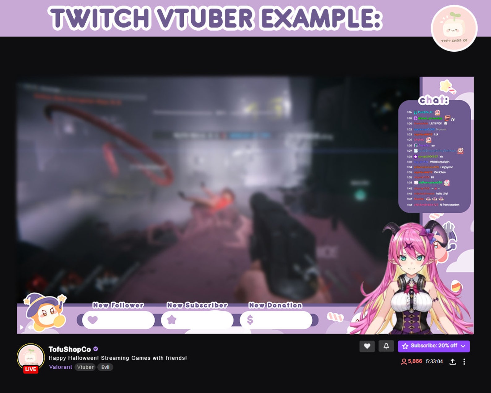 Purple Poyo Cute Halloween Twitch OVERLAY Set | Webcam | Vtuber Overlay ...