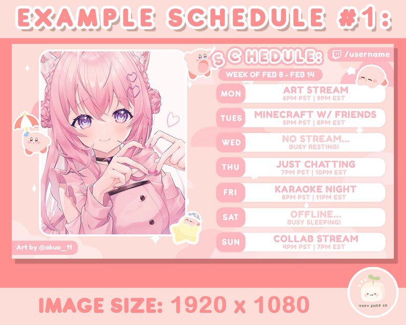 Pink Poyo Starry Sky Cute Twitch Stream Schedule Template - Etsy