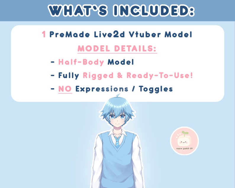 Premade Live 2d Vtuber Model RIGGED Ready to Use Half - Etsy