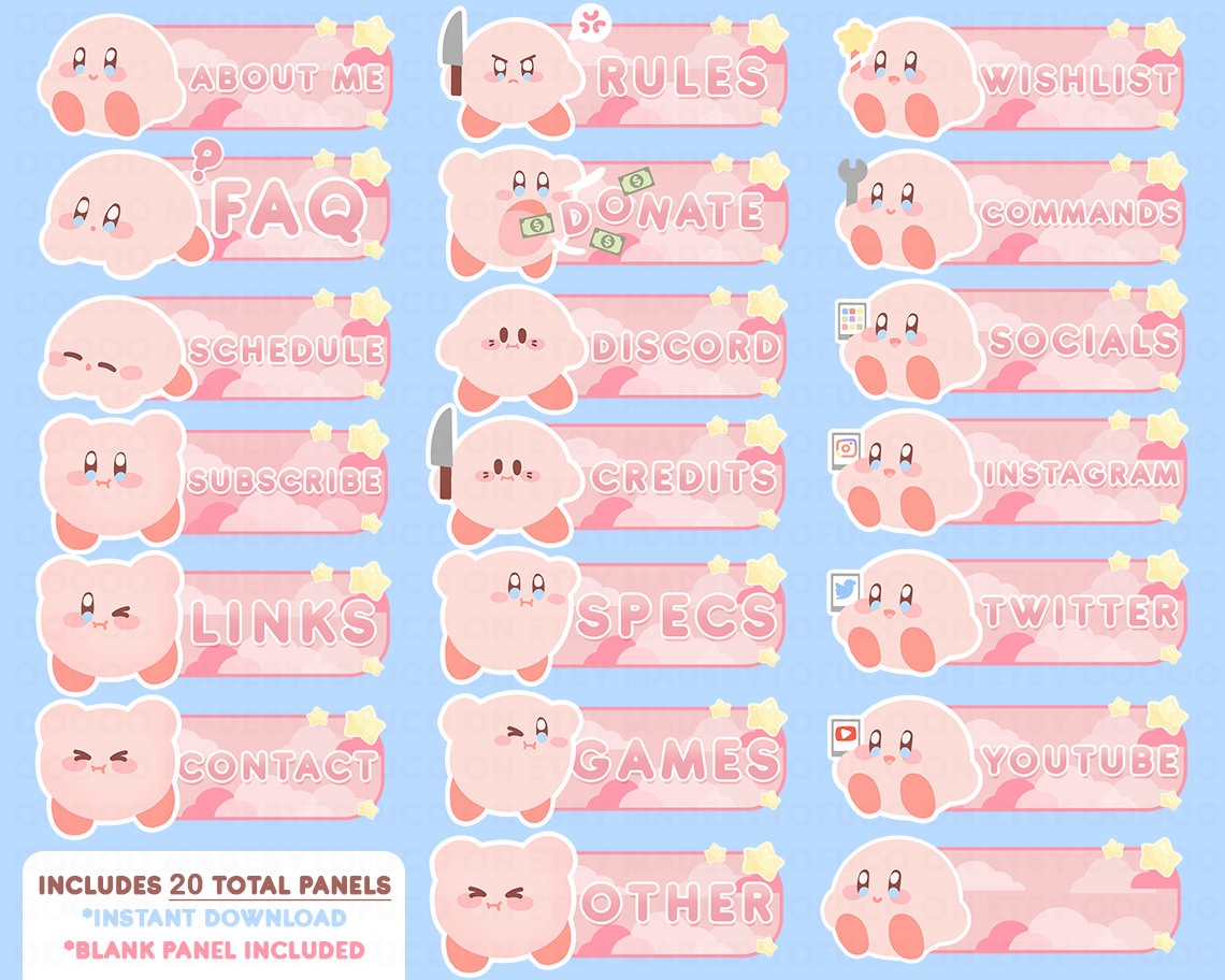 ANIMATED Twitch Cute Kirby Stream Bundle Package Overlays - Etsy