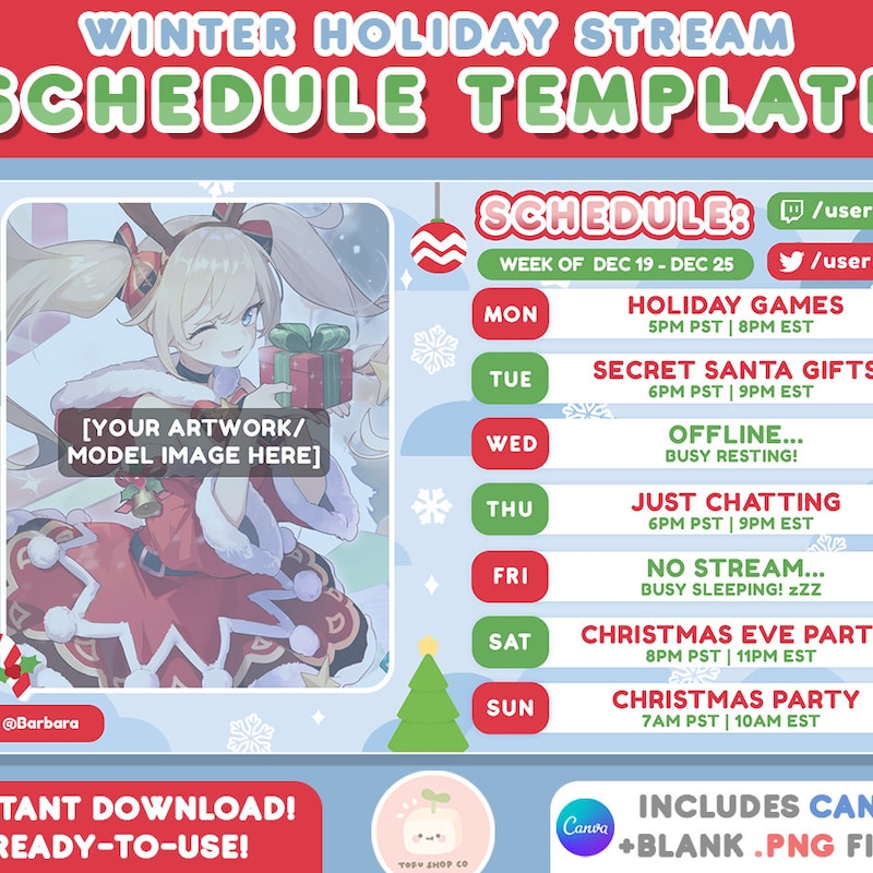 Schedule Vtuber Blue - Etsy