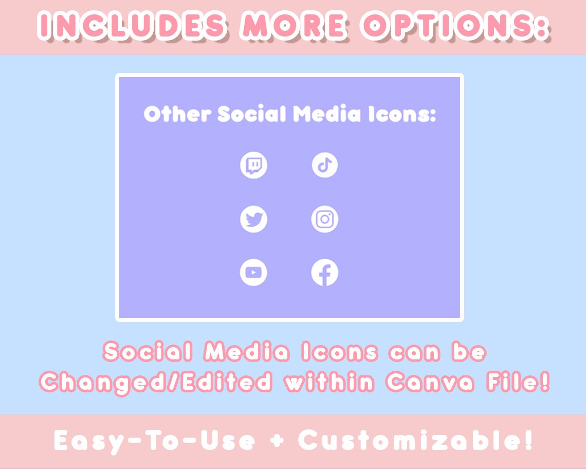 Cute Custom Twitch Banner Template BUNDLE Set of 3 CANVA - Etsy