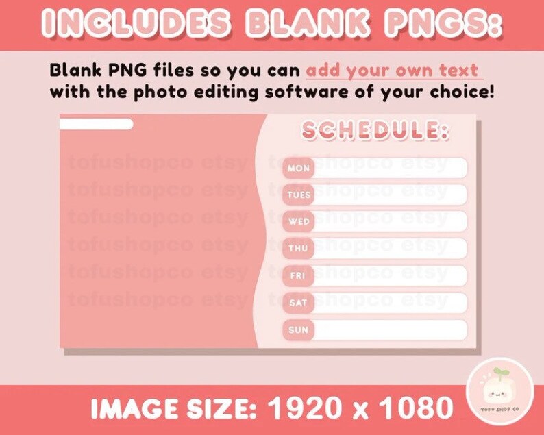 Simple Pink / Red Twitch Stream Schedule Weekly Template - Etsy