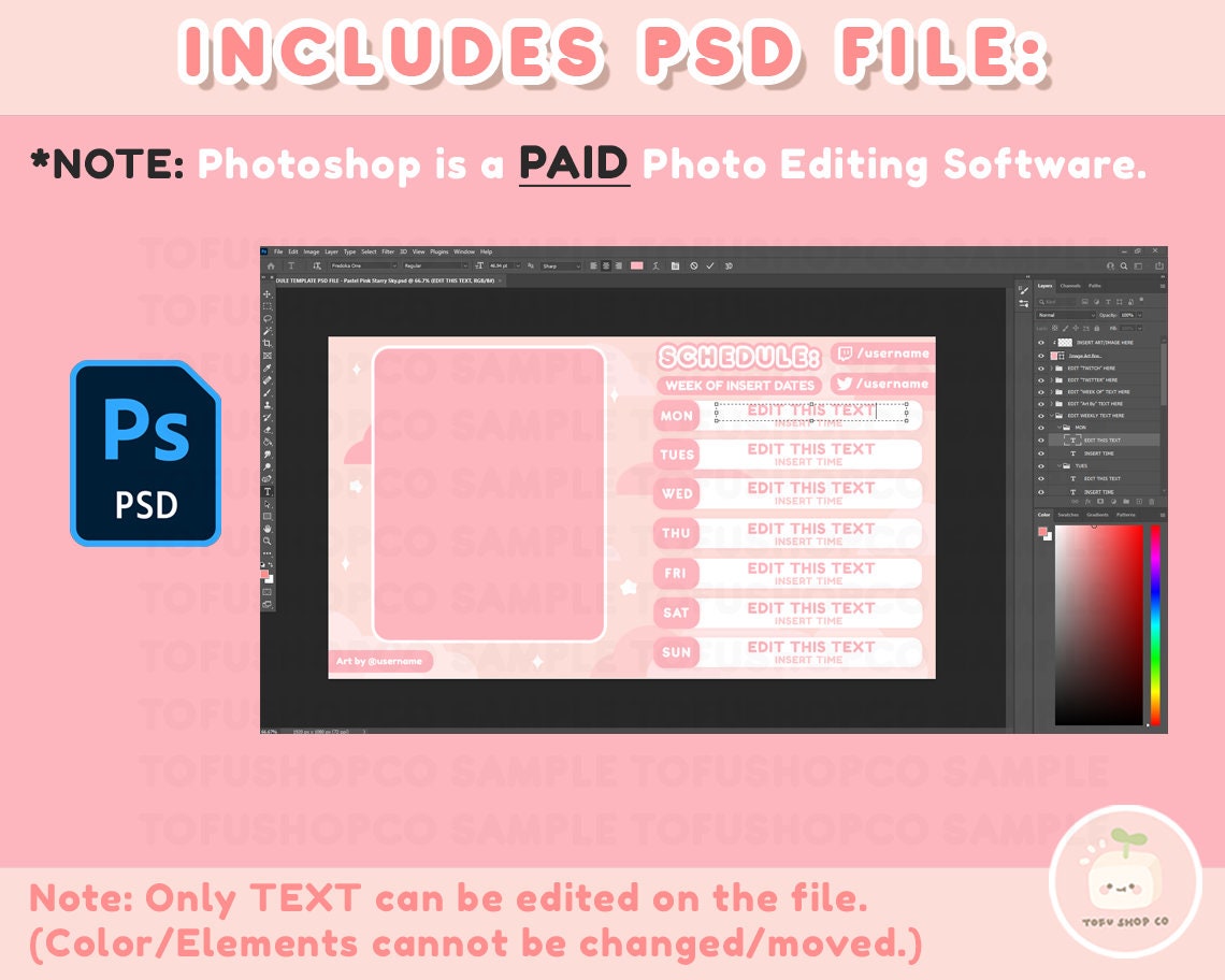 Cute Pink Starry Sky Twitch Stream Schedule Weekly Template | Includes ...