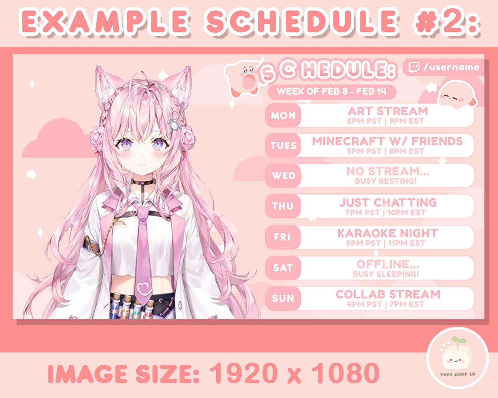 Pink Poyo Starry Sky Cute Twitch Stream Schedule Template | Includes ...