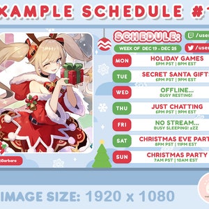 Winter Holiday Christmas Twitch Stream Schedule Template | Includes ...