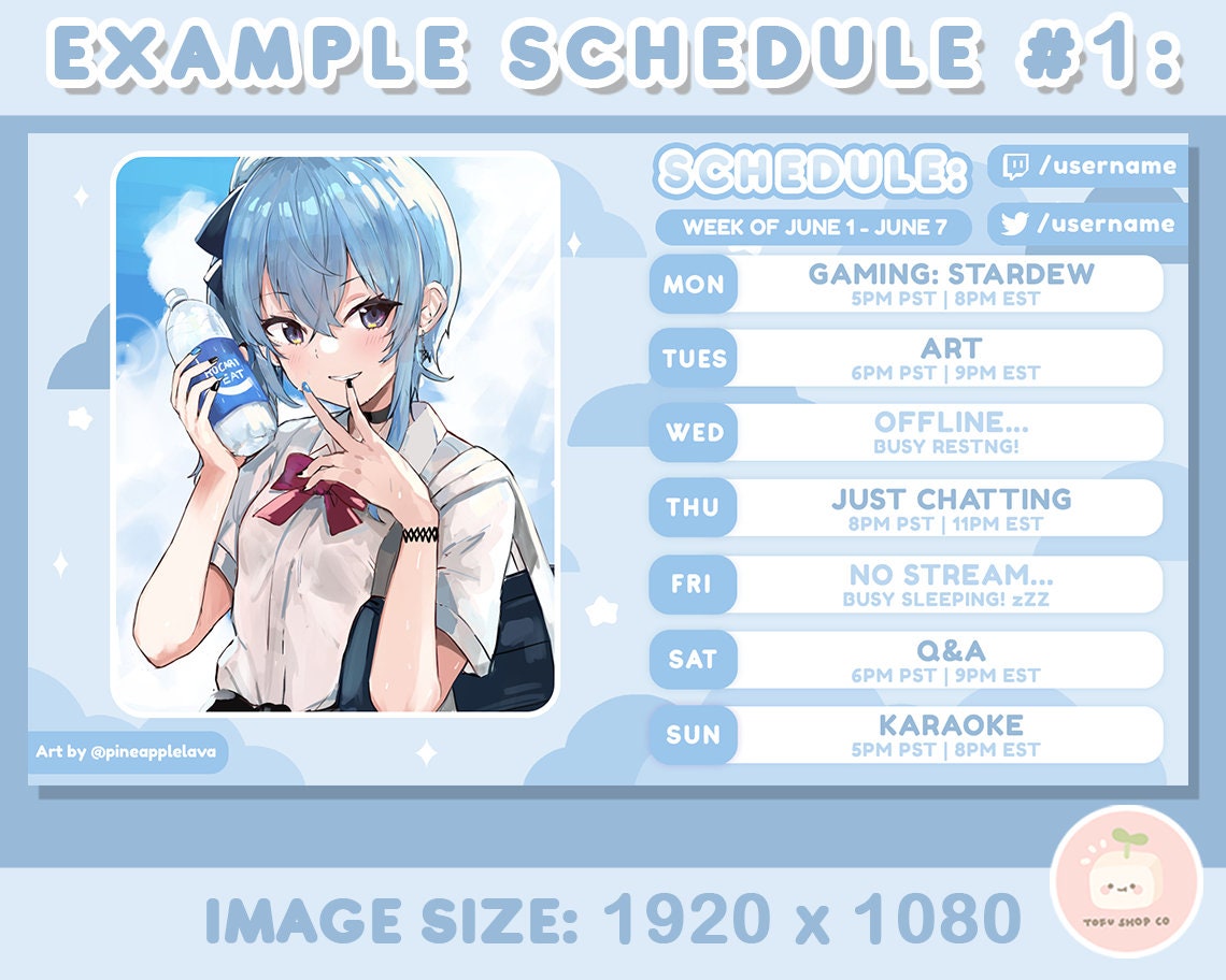 Cute Blue Starry Sky Twitch Stream Schedule Weekly Template - Etsy