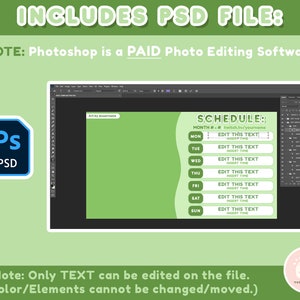 Simple Green Twitch Stream Schedule Weekly Template | Includes PSD ...