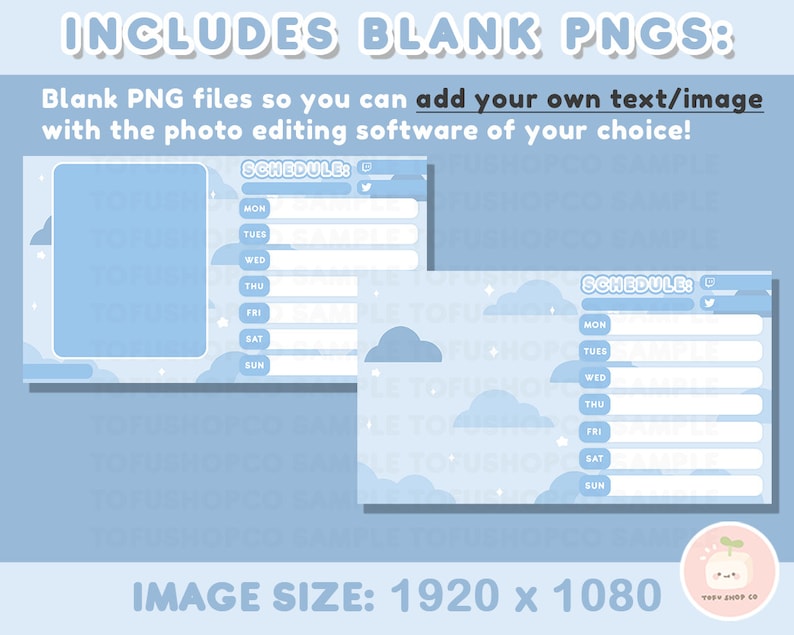 Cute Blue Starry Sky Twitch Stream Schedule Weekly Template - Etsy