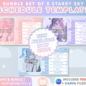 Cute Blue Starry Sky Twitch Stream Schedule Weekly Template | Includes ...