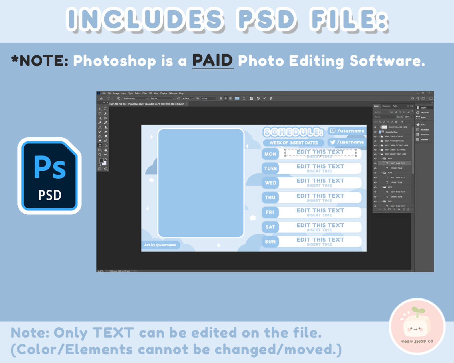 Cute Blue Starry Sky Twitch Stream Schedule Weekly Template - Etsy