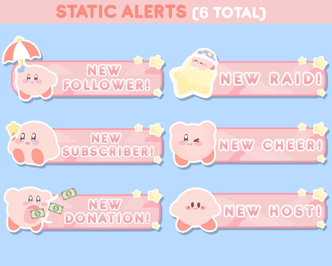 ANIMATED Twitch Cute Kirby Stream Bundle Package Overlays - Etsy