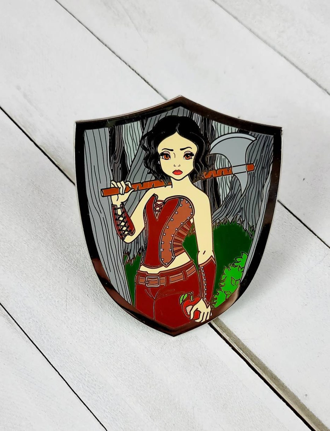Snow White Warrior Princess Fantasy Pin, Huntsman Pin - Etsy