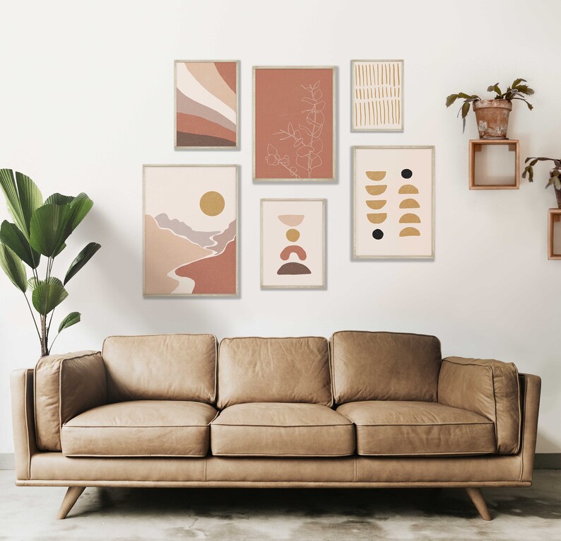 Boho Abstract Set of 6 Prints Earth Tone Art Gallery Wall | Etsy