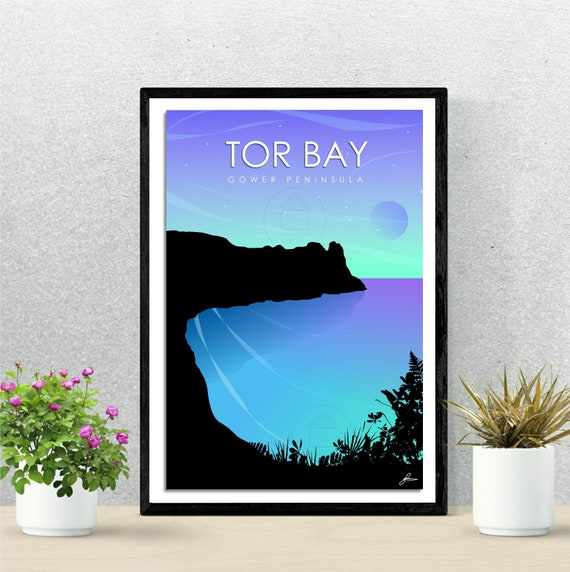 Tor Bay Gower Peninsula Print Gloss Card Unframed | Etsy