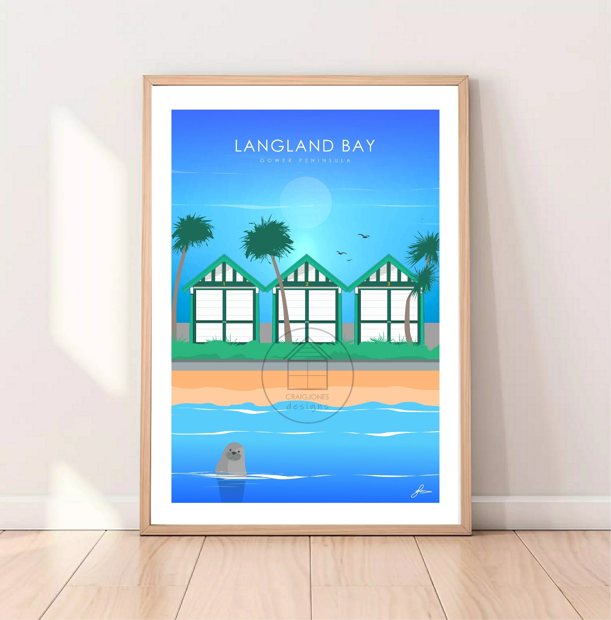 Langland Bay Huts Gower Peninsula Print Gloss Card Unframed - Etsy UK