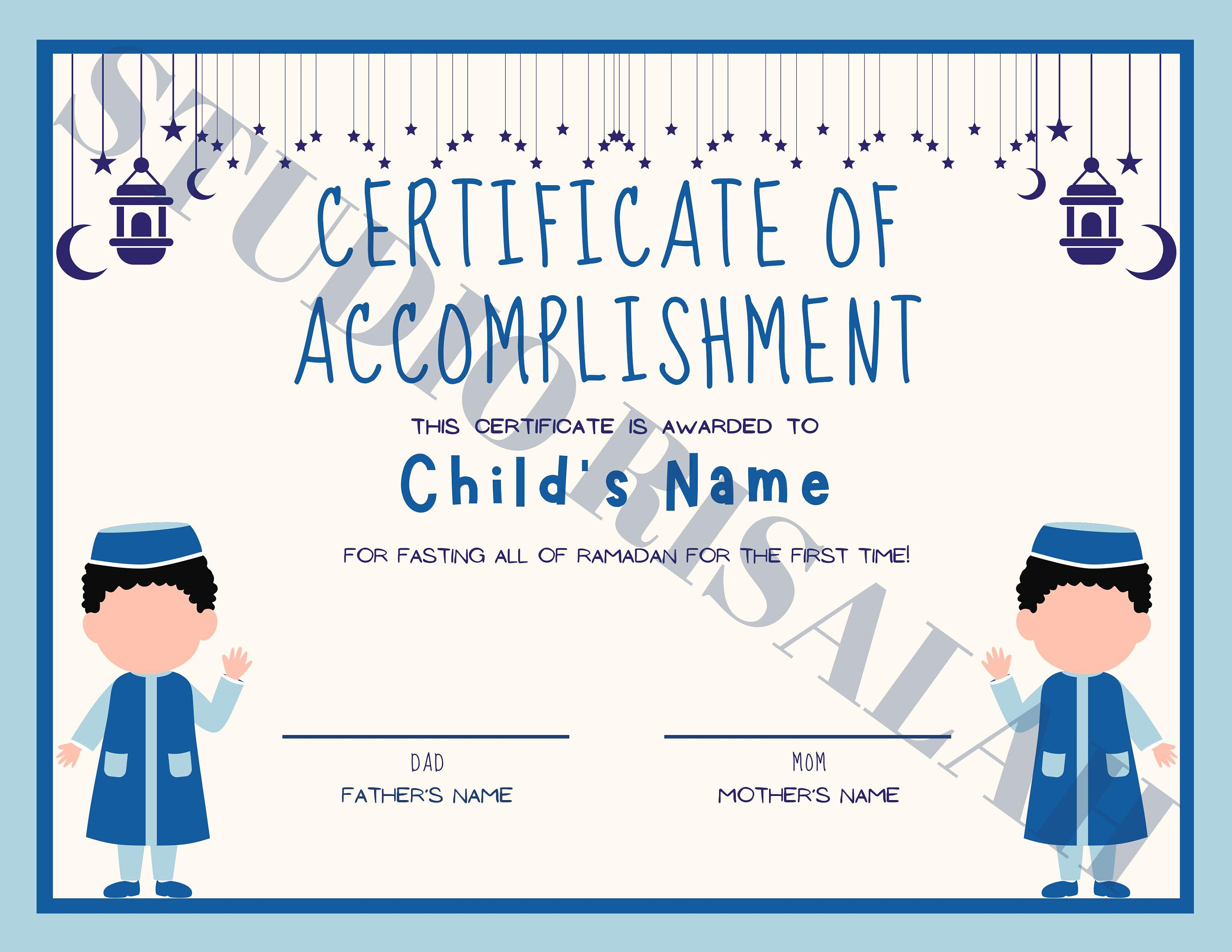 Certificate of Accomplishment - First Time Fasting All of Ramadan! - Etsy