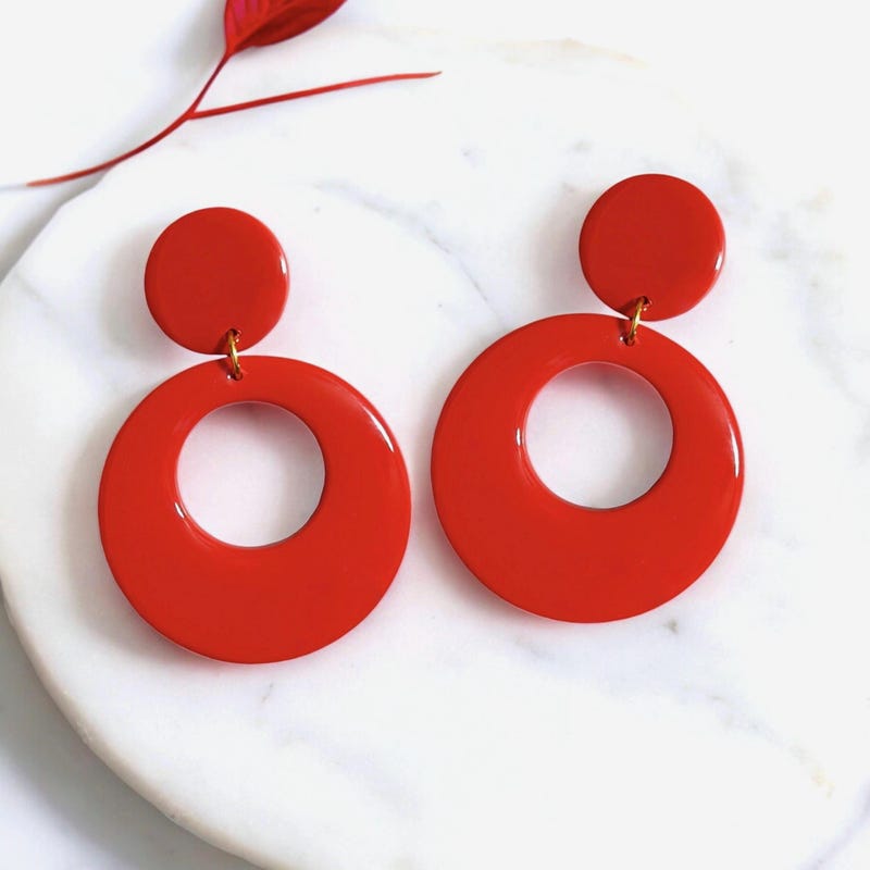 Big Red Earrings - Etsy