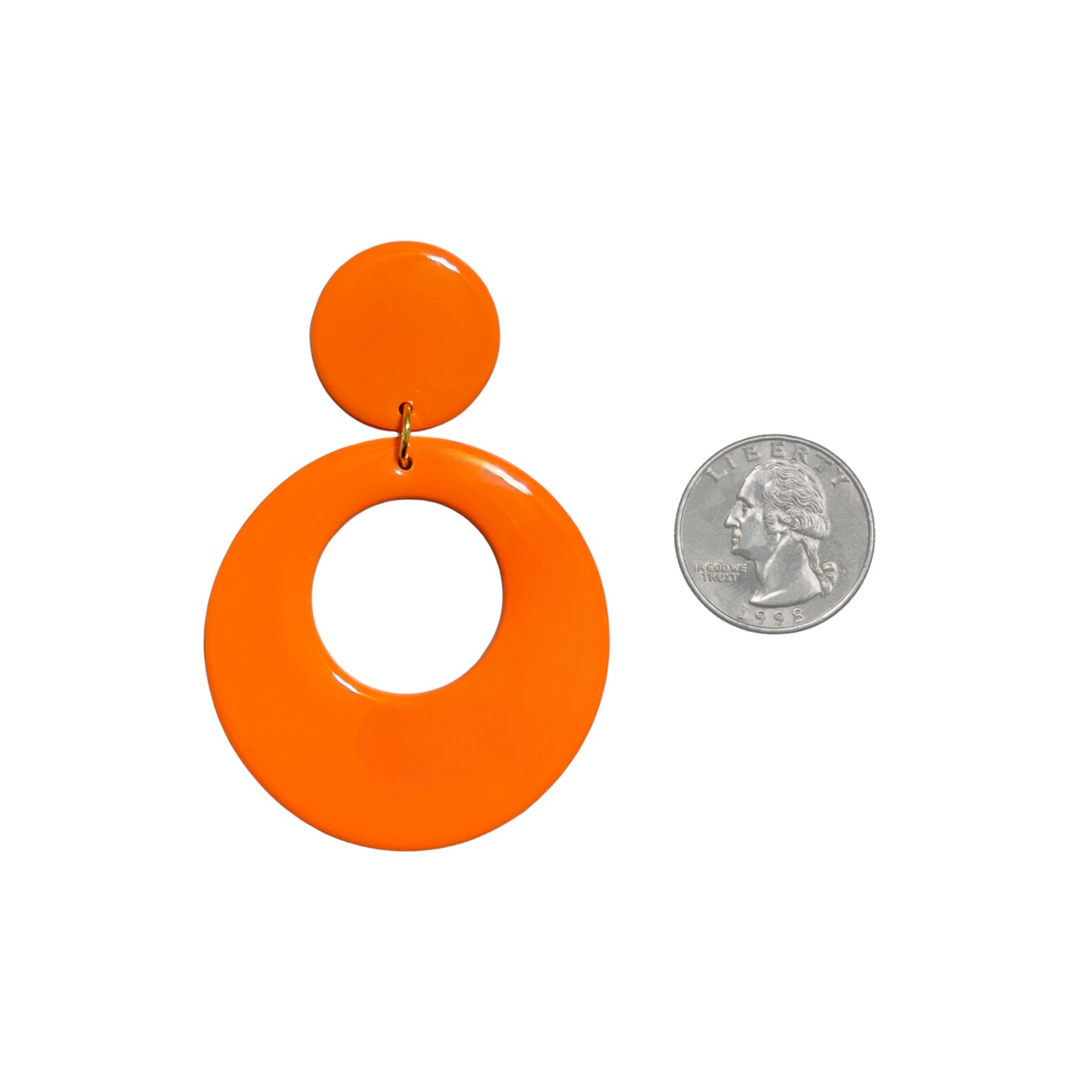 Large Orange Hoop Dangle Earrings Statement, Retro, Gift for Her ...