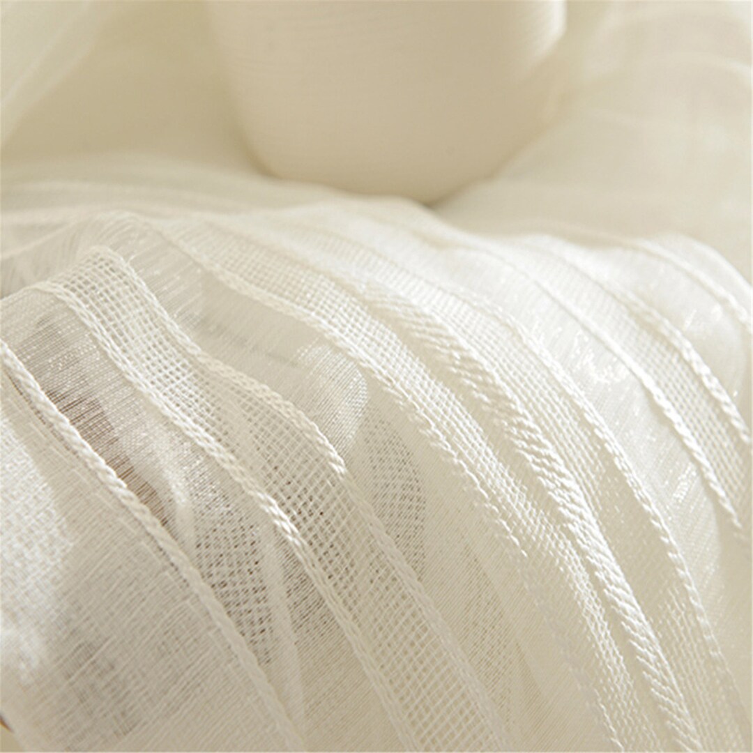 White String Twist Vertical Linen Striped Sheer Curtain Fabric,custom ...