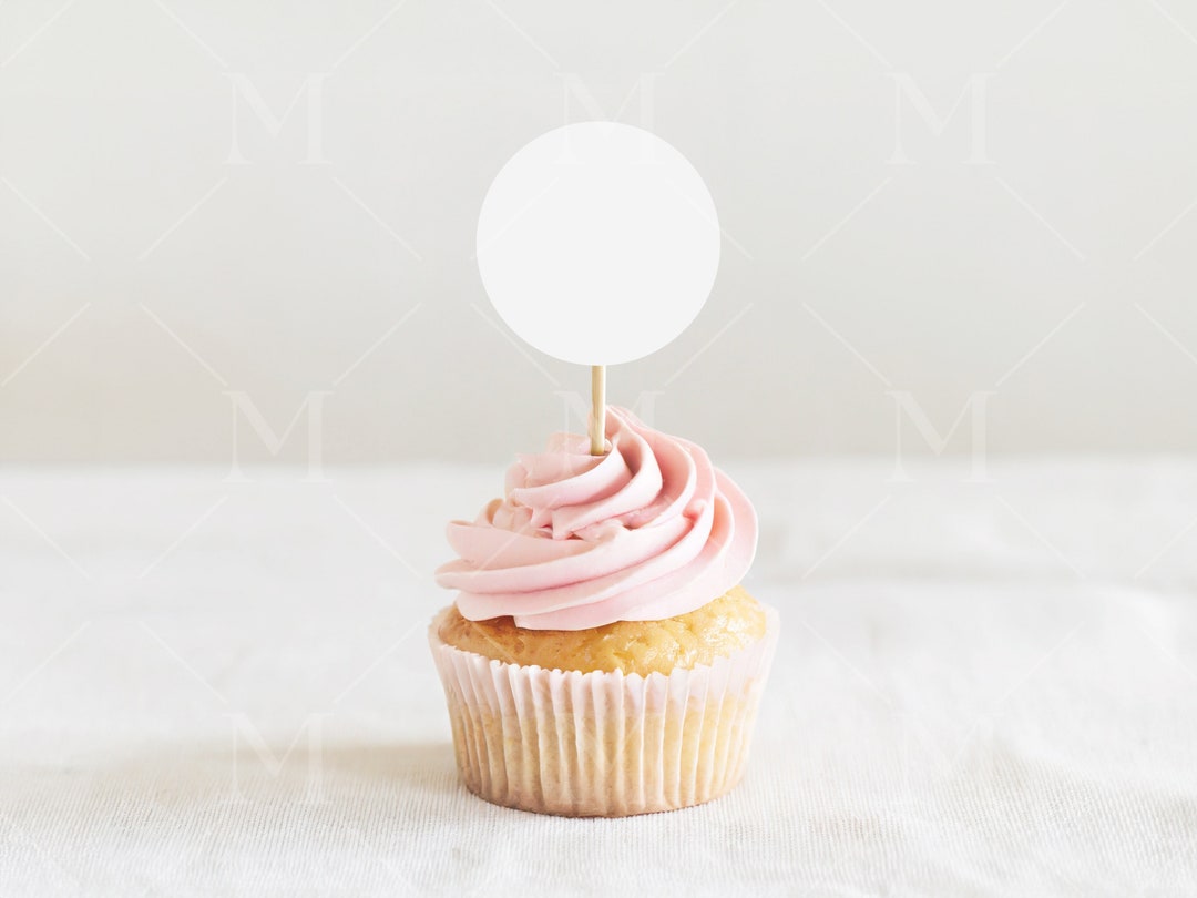 Simple Pink Cupcake Mockup, Boho Minimalist, Instant Download, Circle ...
