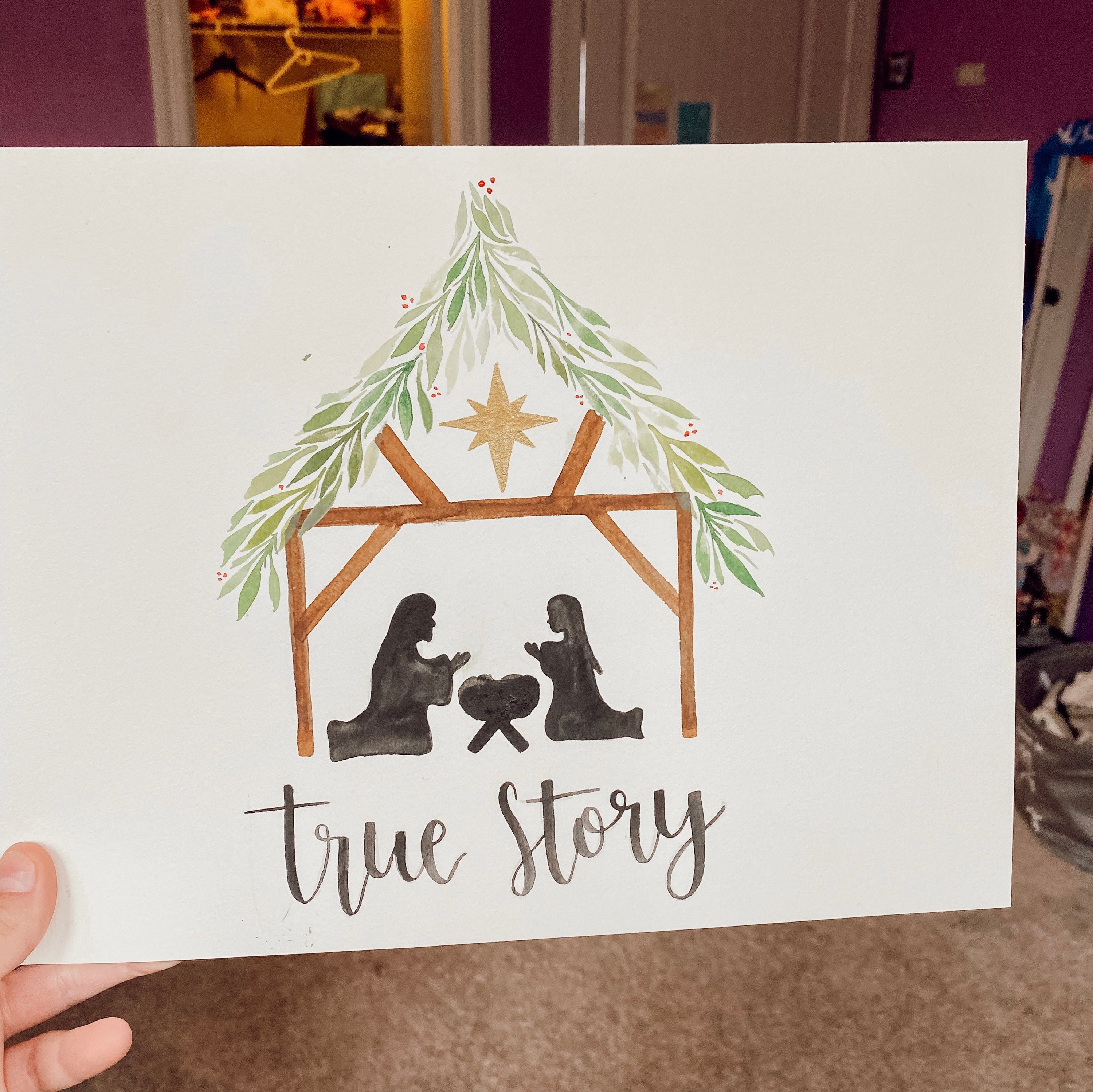 Hand Painted Water Color Nativity Scene true Story - Etsy