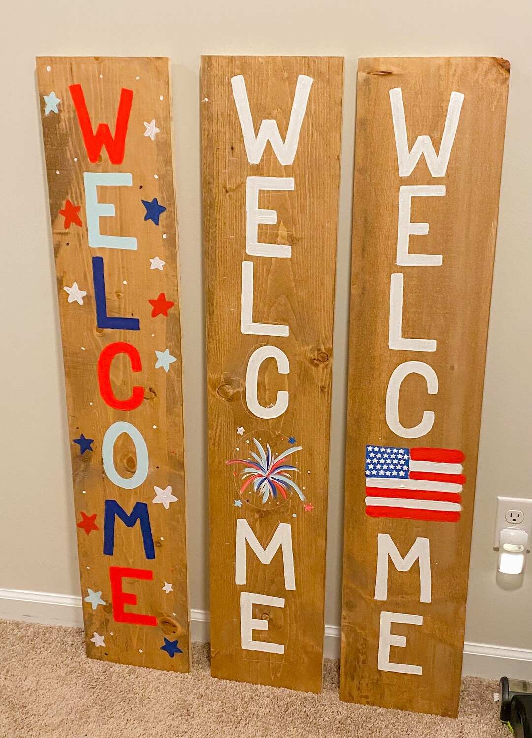 Fourth of July Welcome Signs Red White and Blue Welcome - Etsy