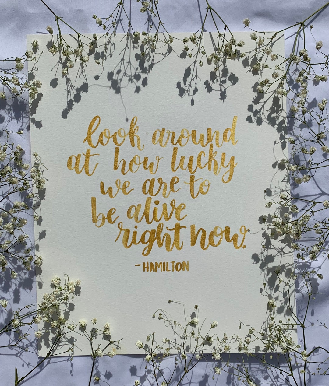 Hamilton Quote Gold Watercolor Calligraphy - Etsy