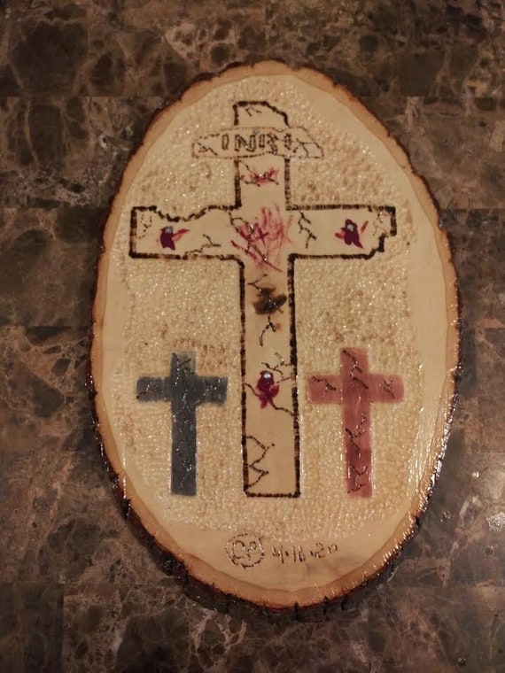 Broken Blood Cross With INRI Plaque and Two Smaller Crosses | Etsy