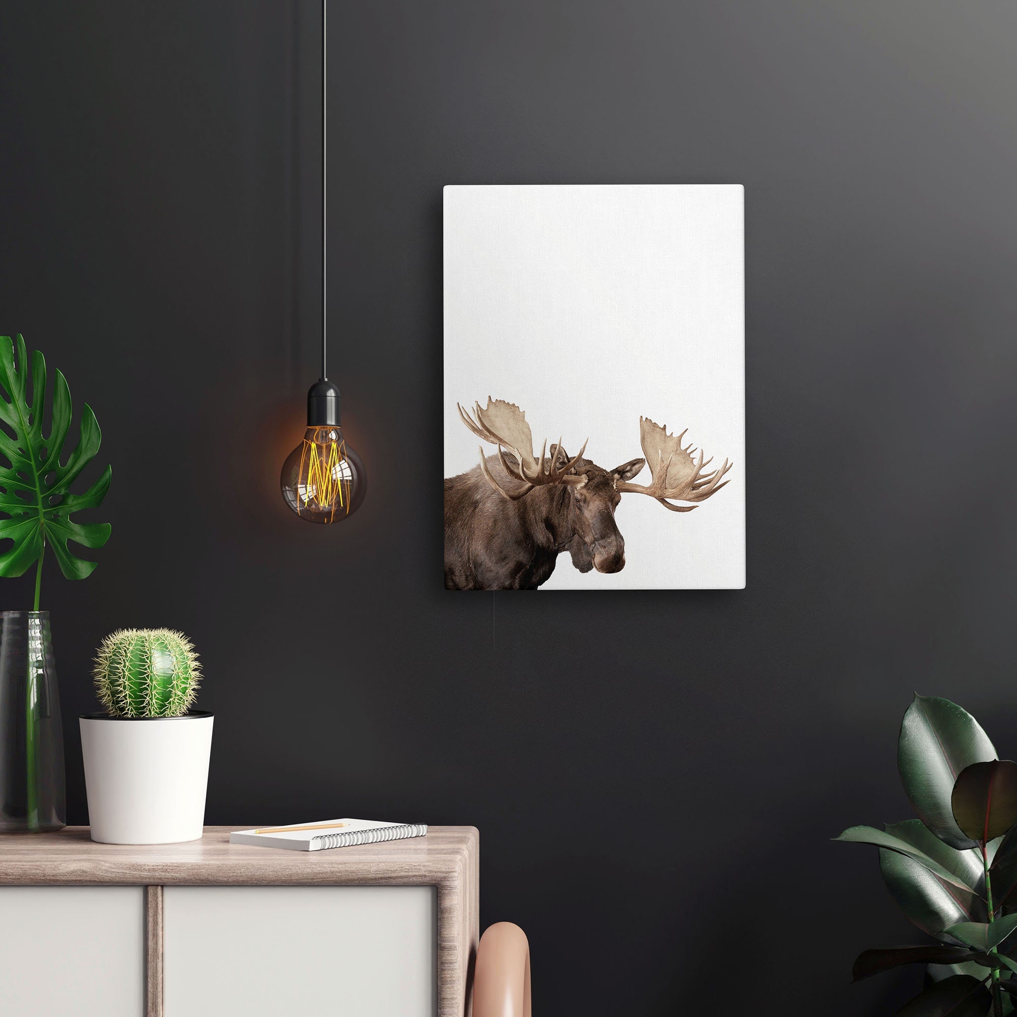 Bull Moose Wall Art Moose on White Background Digital - Etsy