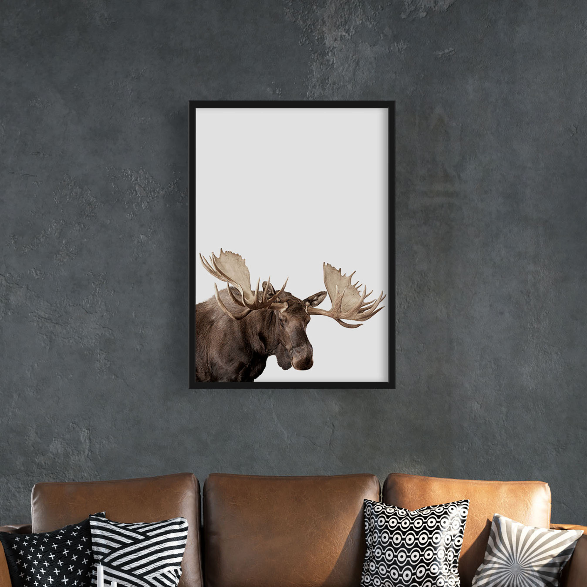 Bull Moose Wall Art Moose on White Background Digital - Etsy